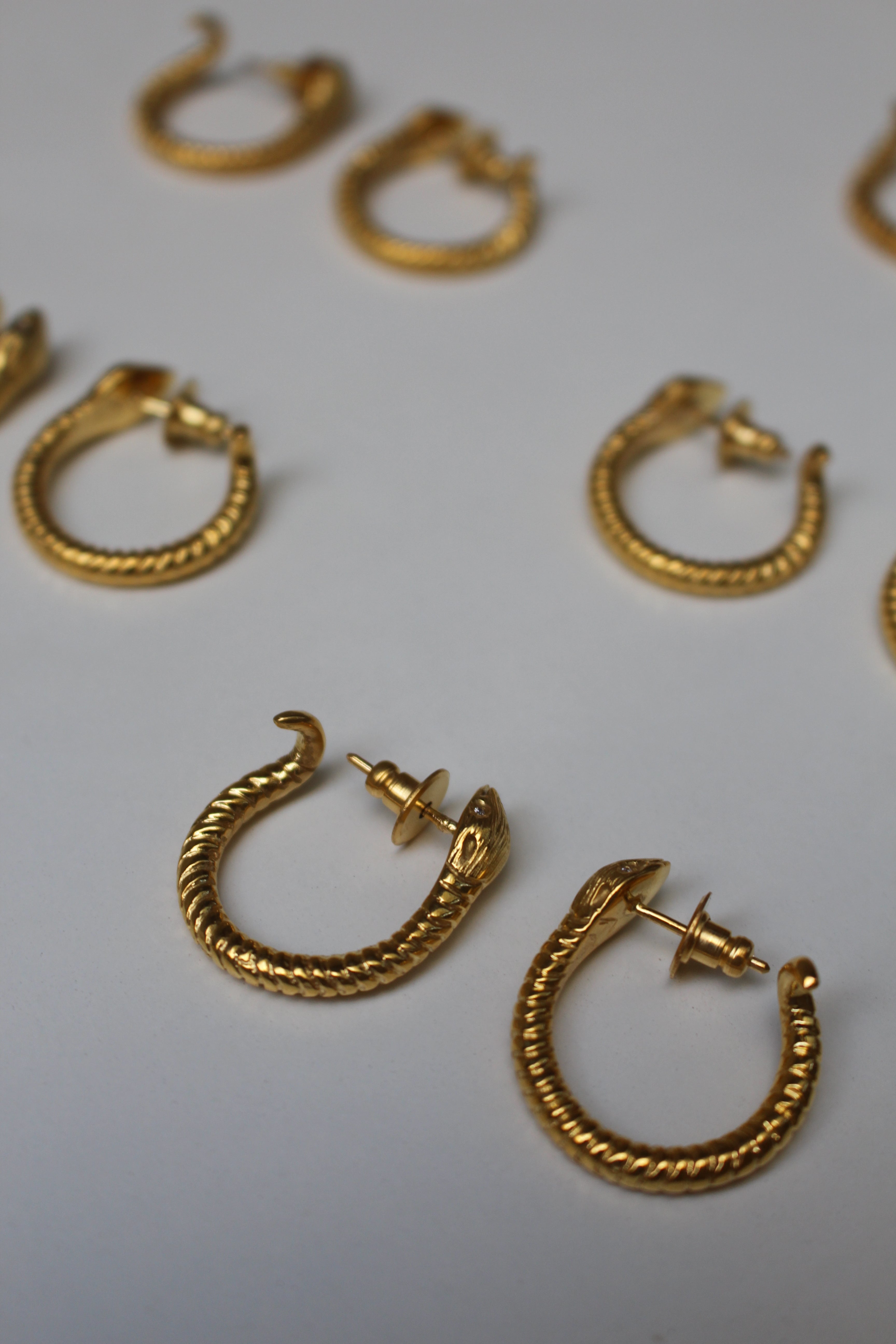 Shop Gold-Plated Handmade Brass Serpent Hoops – THE MAUVE UNITX
